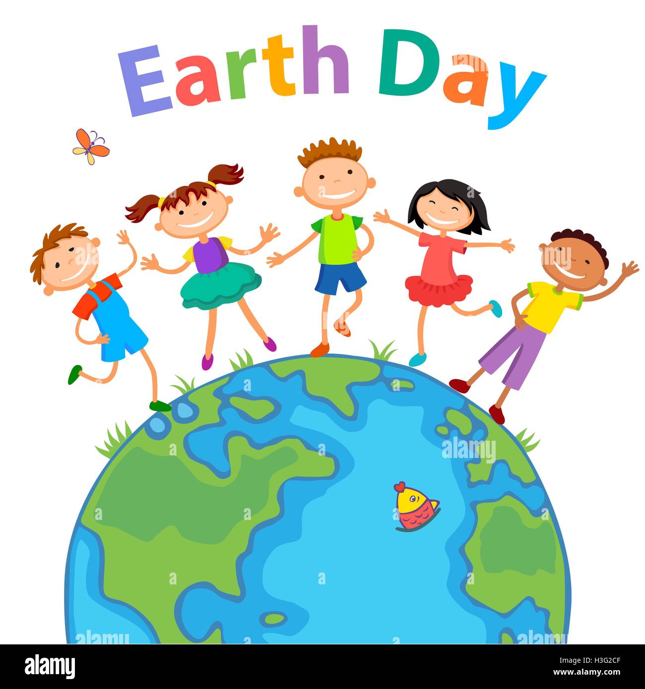 Globe kids. Children Earth day. Vector Stock Vector Image & Art - Alamy