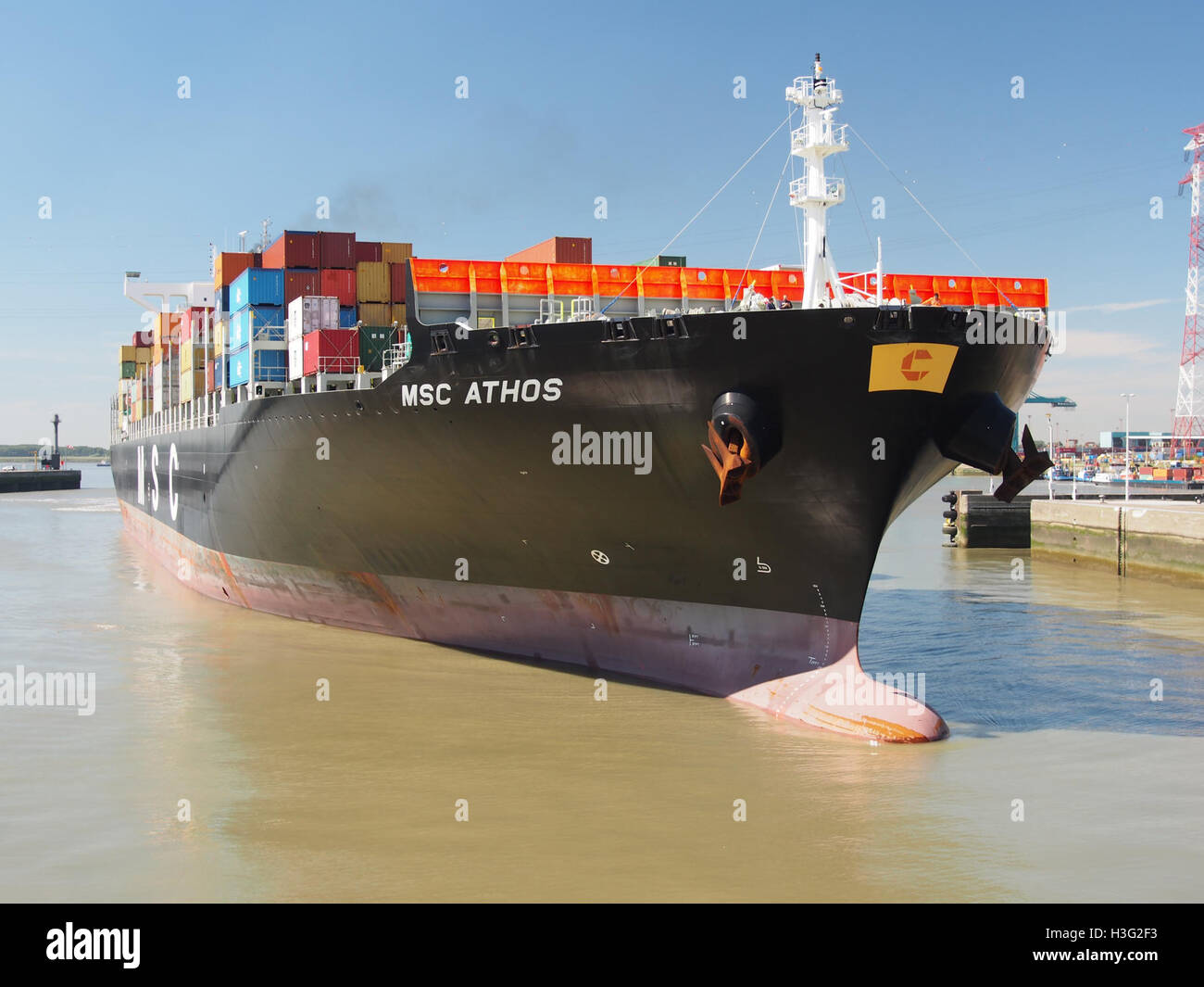 The MSC Athos, a 2013-built container ship, docked at the Port of ...