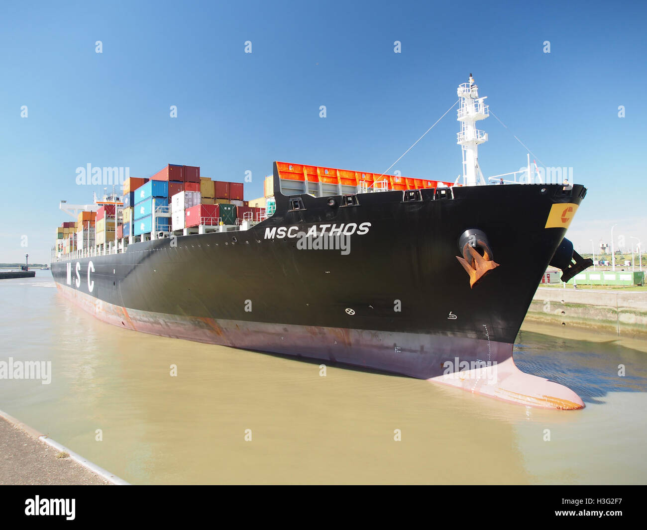 The MSC Athos, a 2013-built container ship, docked at the Port of ...