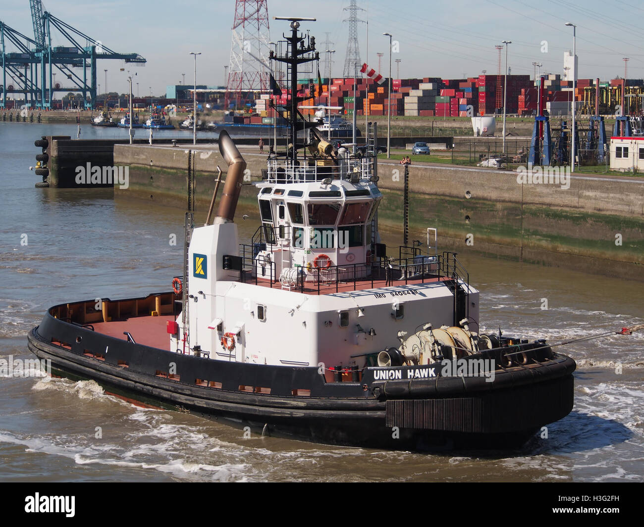 The *Union Hawk*, a tugboat built in 2010, is shown in this photograph ...