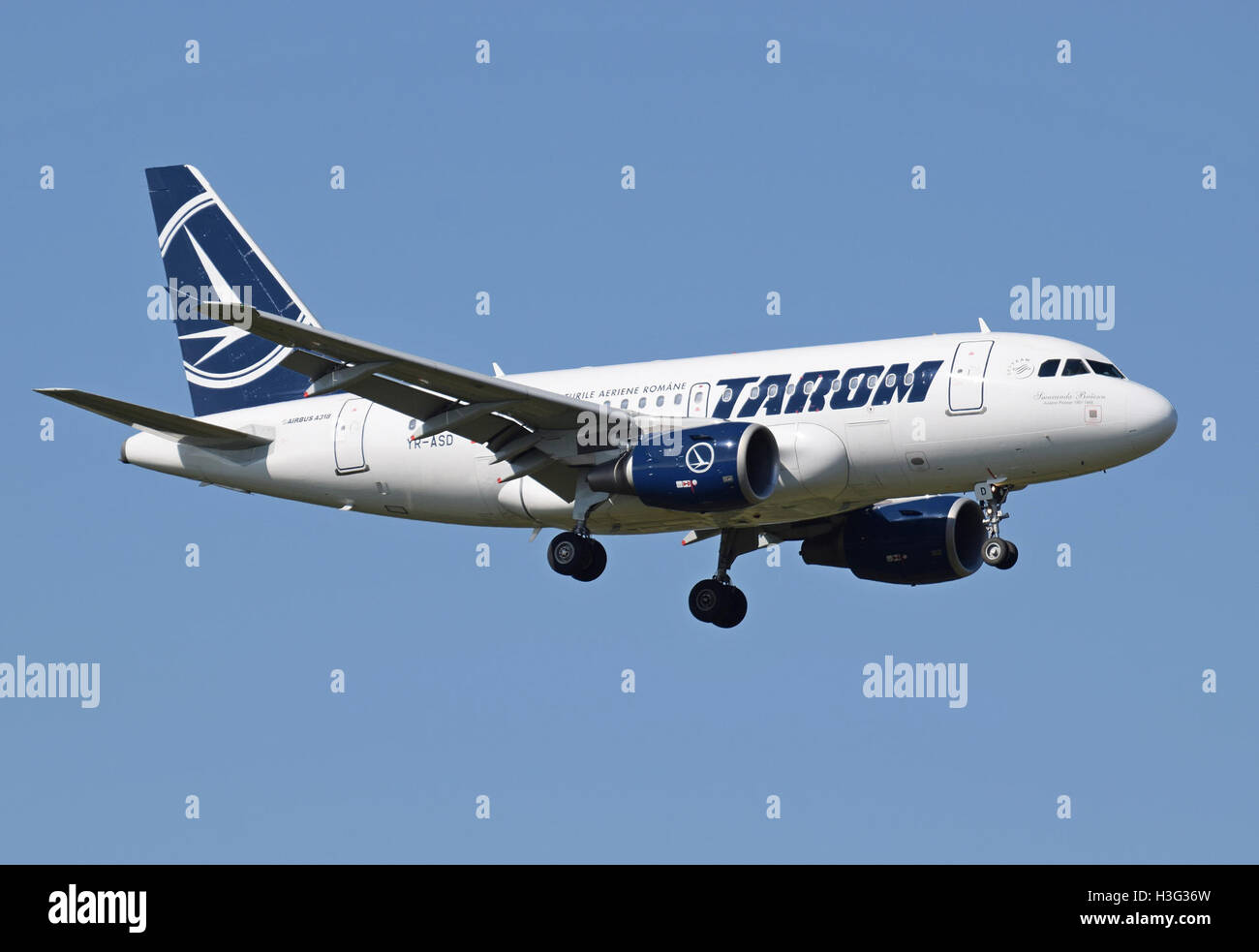 This photograph captures the TAROM Airbus A318-100, registration YR-ASD ...