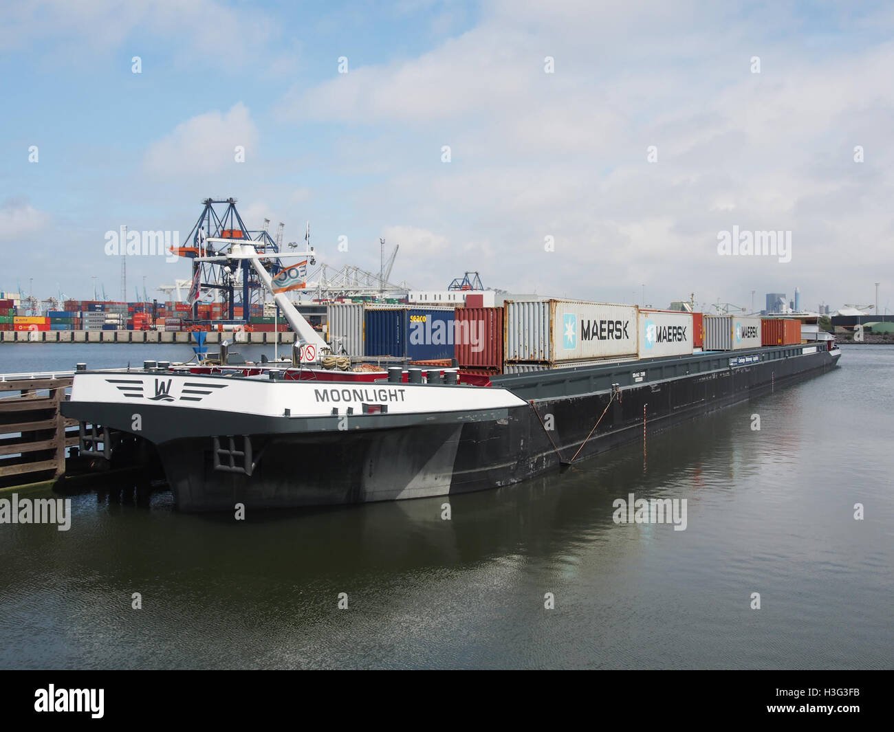 The ship 'Moonlight', built in 2009, is shown docked at Hartelhaven ...