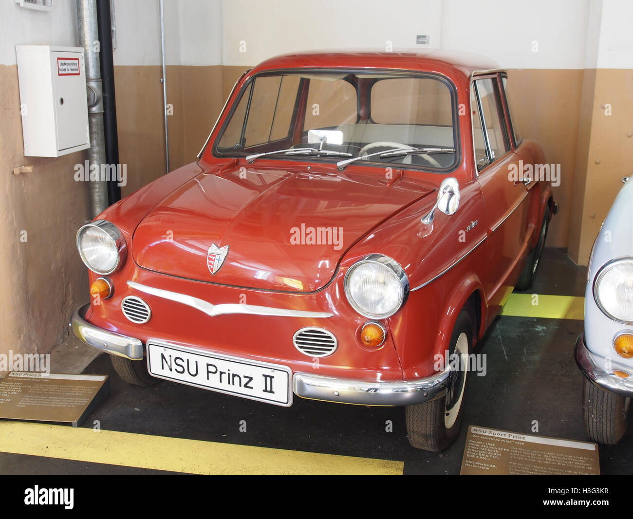 The NSU Prinz II, a compact car produced by NSU in the 1960s, shown in ...