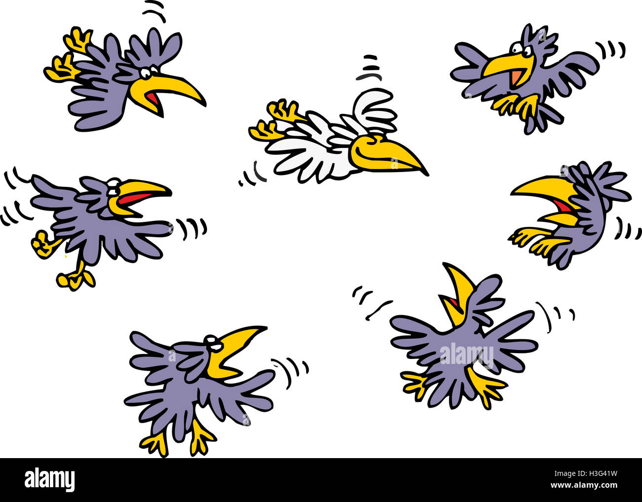 Funny humorous sketch depicting how many black crows make fun of only ...