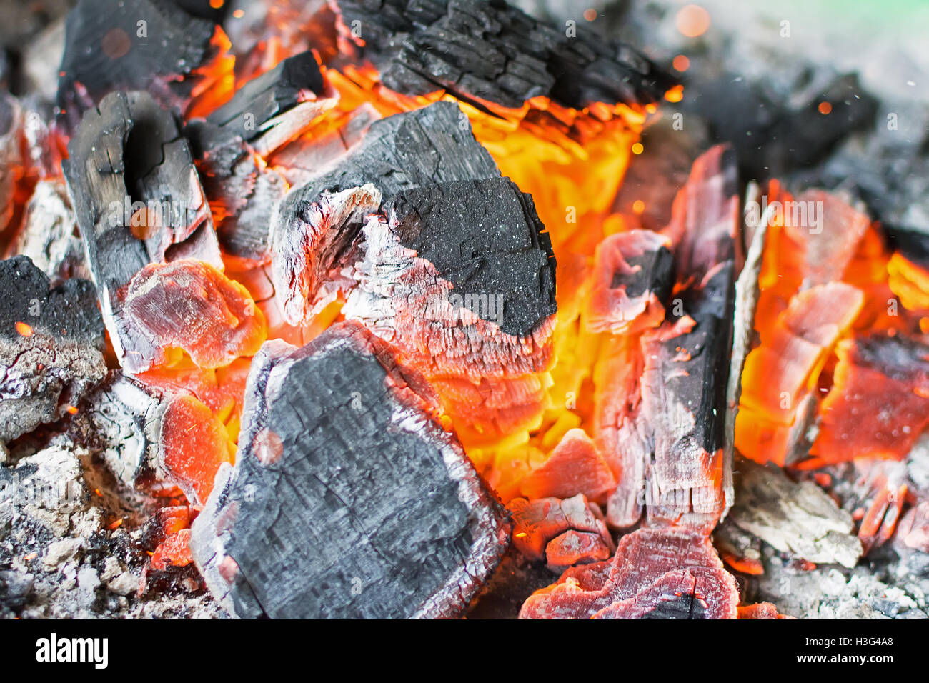 Burning Charcoal Close Up. Hot Charcoal Glowing Briquettes Stock Photo ...