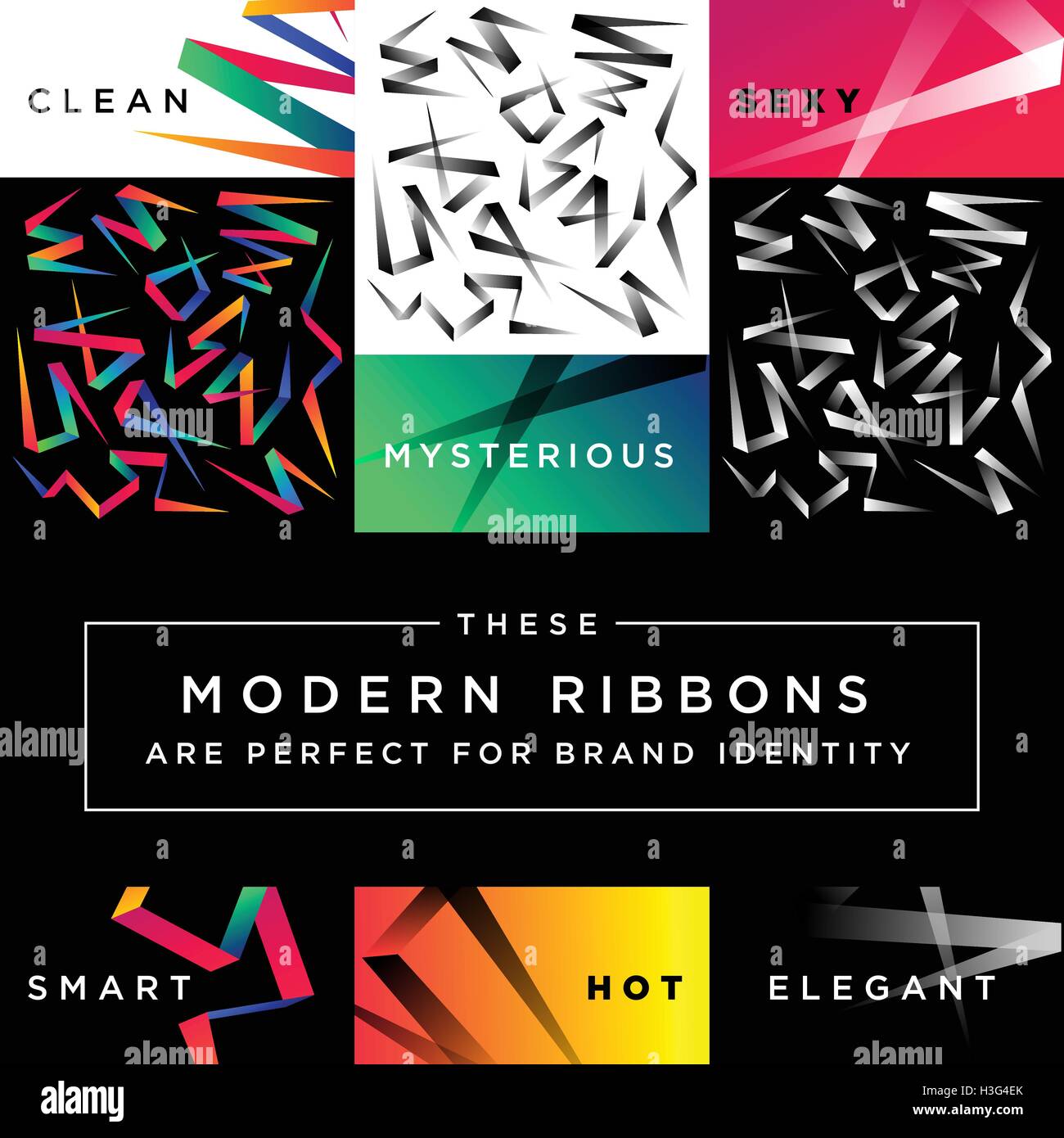 A vector pack containing ribbon shapes designed for brand and identity ...