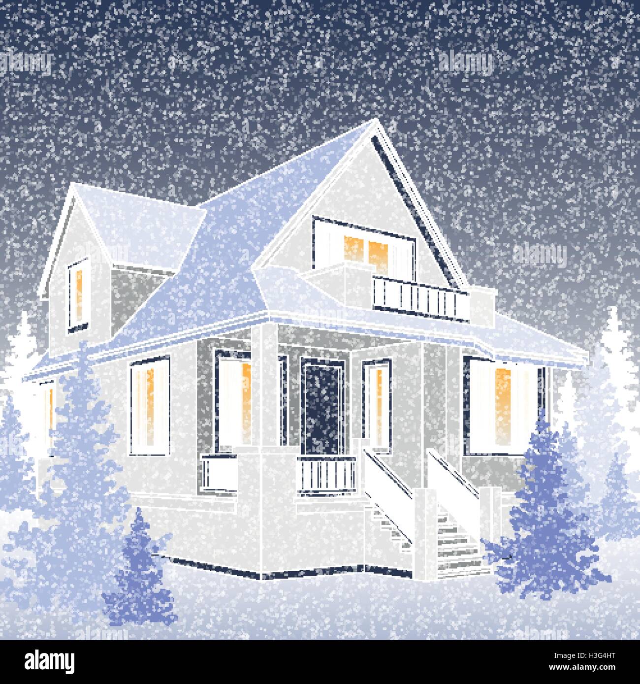 Winter private house Stock Vector Images - Alamy