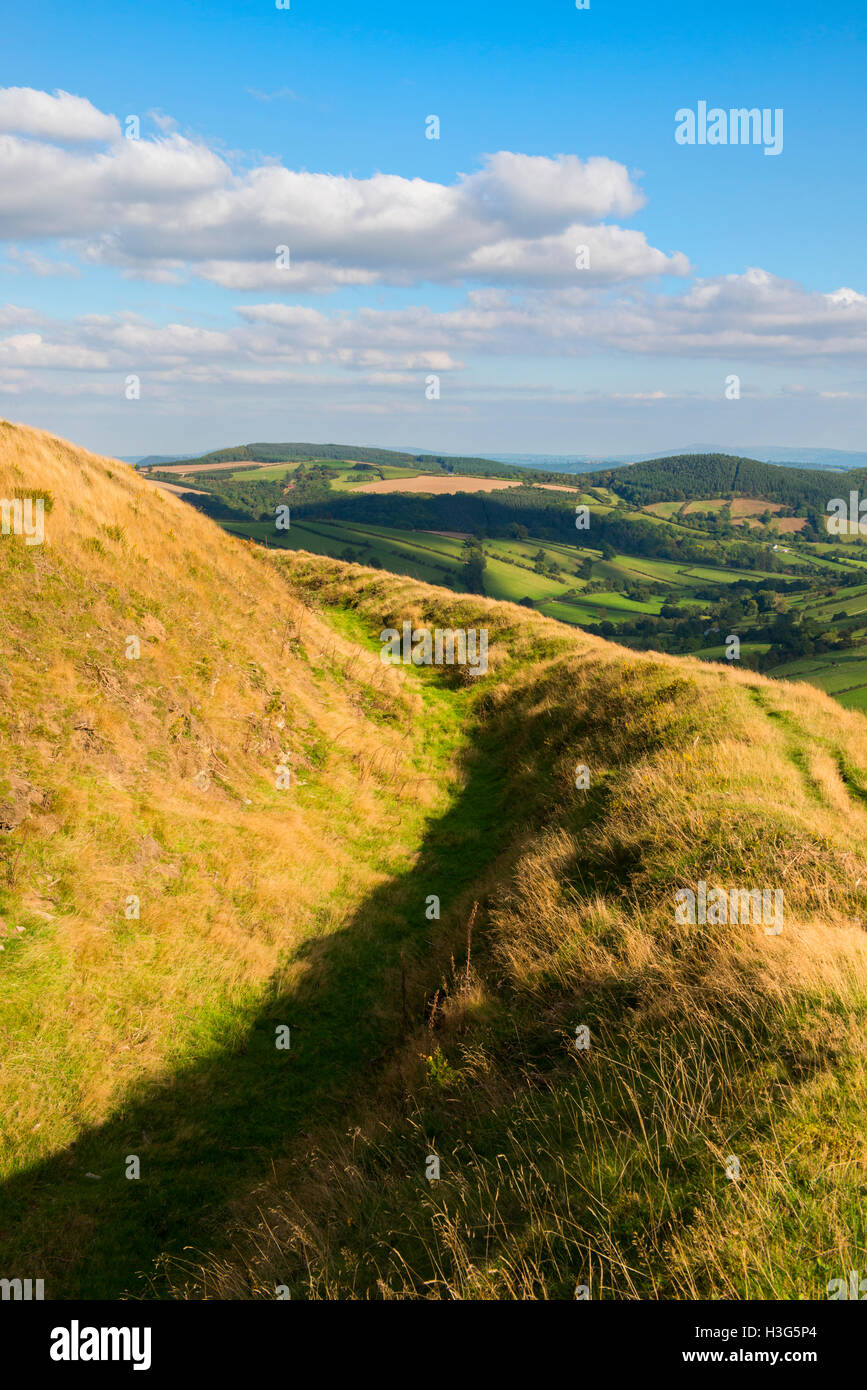 Autumn sunshine on Caer Caradoc Iron Age Hill Fort near Chapel Lawn ...