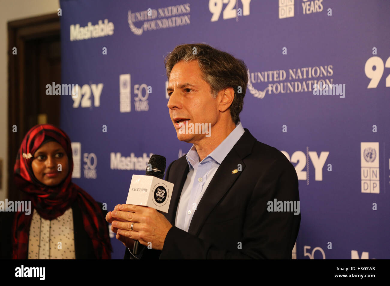 Deputy Secretary of State Antony Blinken participates in an interview ...