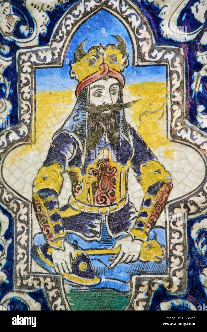 Iran, Tehran, Moghadam museum, tile decoration in the traditionnal ...