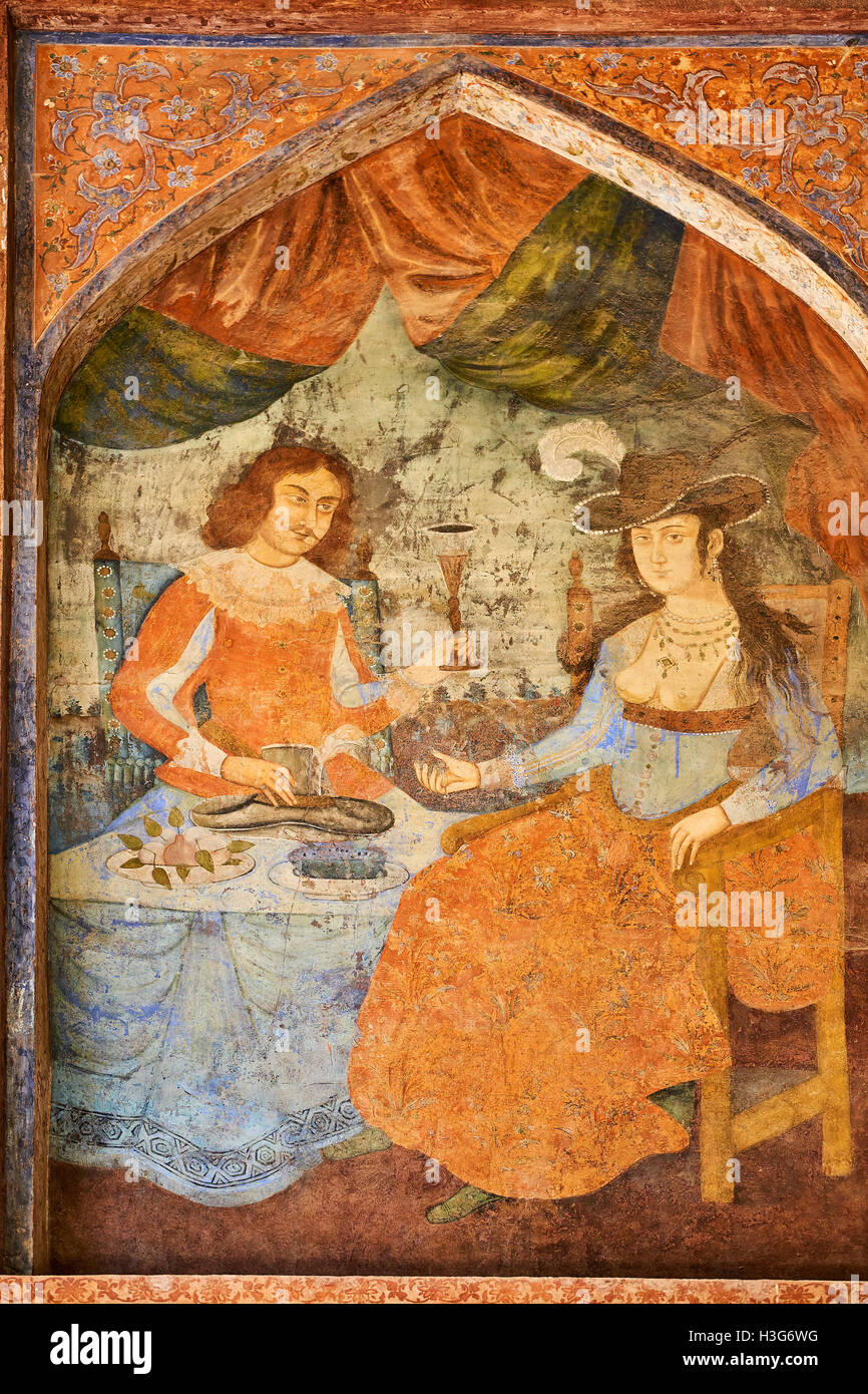 Iran, Isfahan, Chehel Sotun palace, painting, Safavide era Stock Photo ...