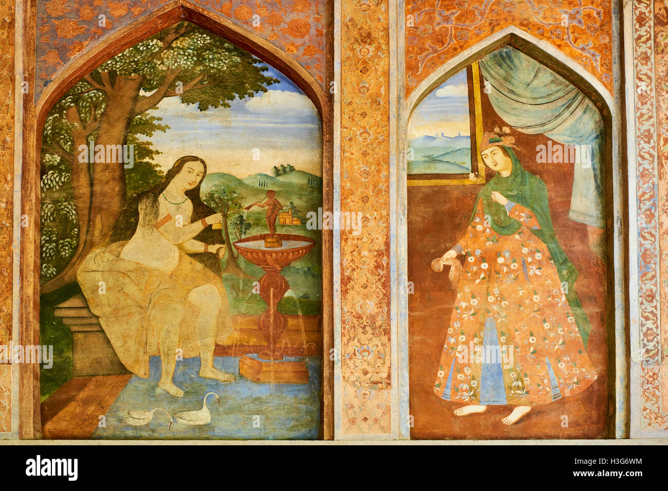 Iran, Isfahan, Chehel Sotun palace, painting, Safavide era Stock Photo ...