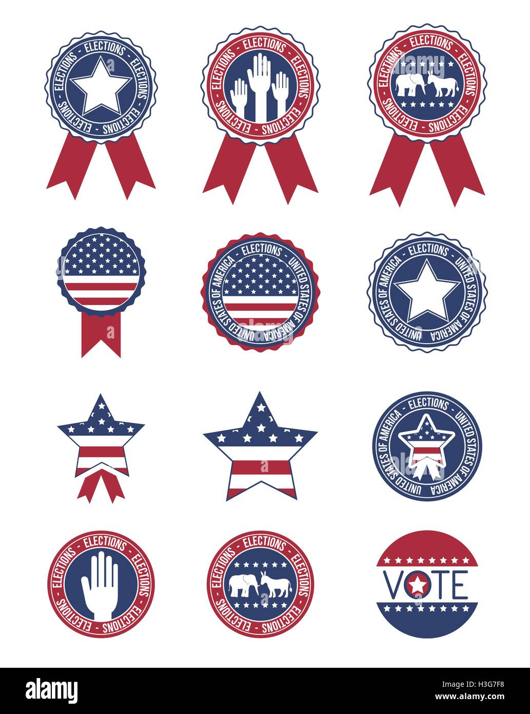 Usa buttons and seal stamps of vote concept Stock Vector Image & Art ...