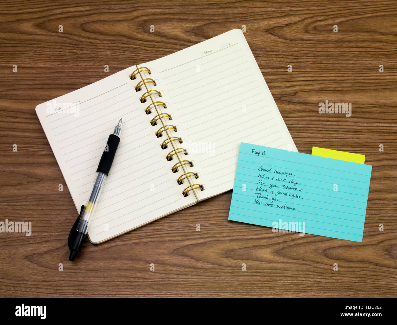 English; Learning New Language Writing Words on the Notebook Stock ...