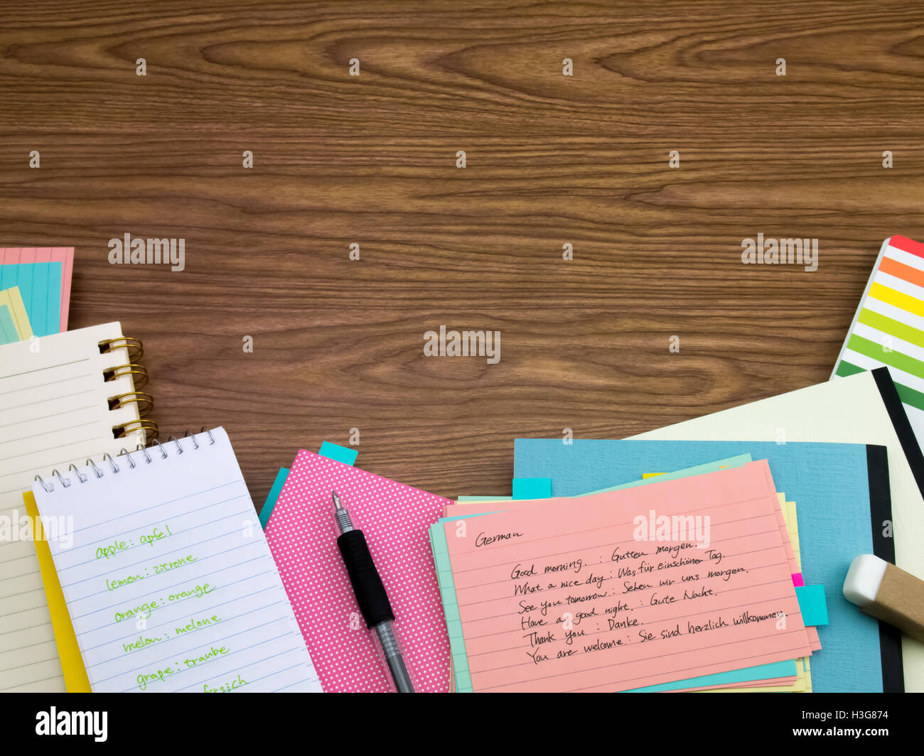 German; Learning New Language Writing Words on the Notebook Stock Photo ...