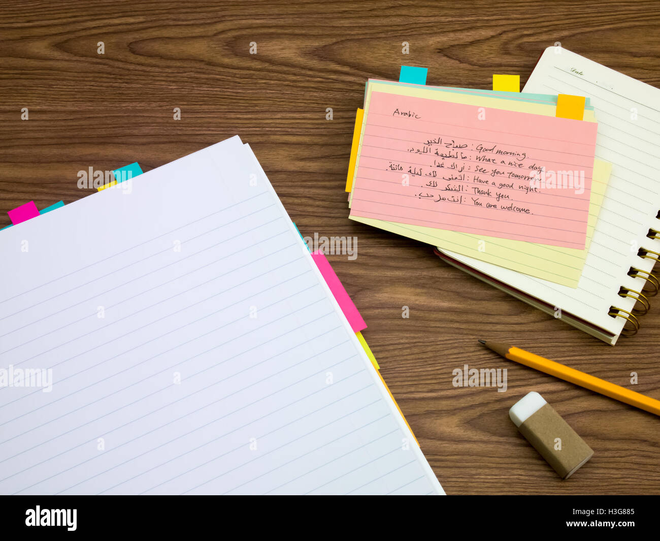 Arabic; Learning New Language Writing Words on the Notebook Stock Photo ...