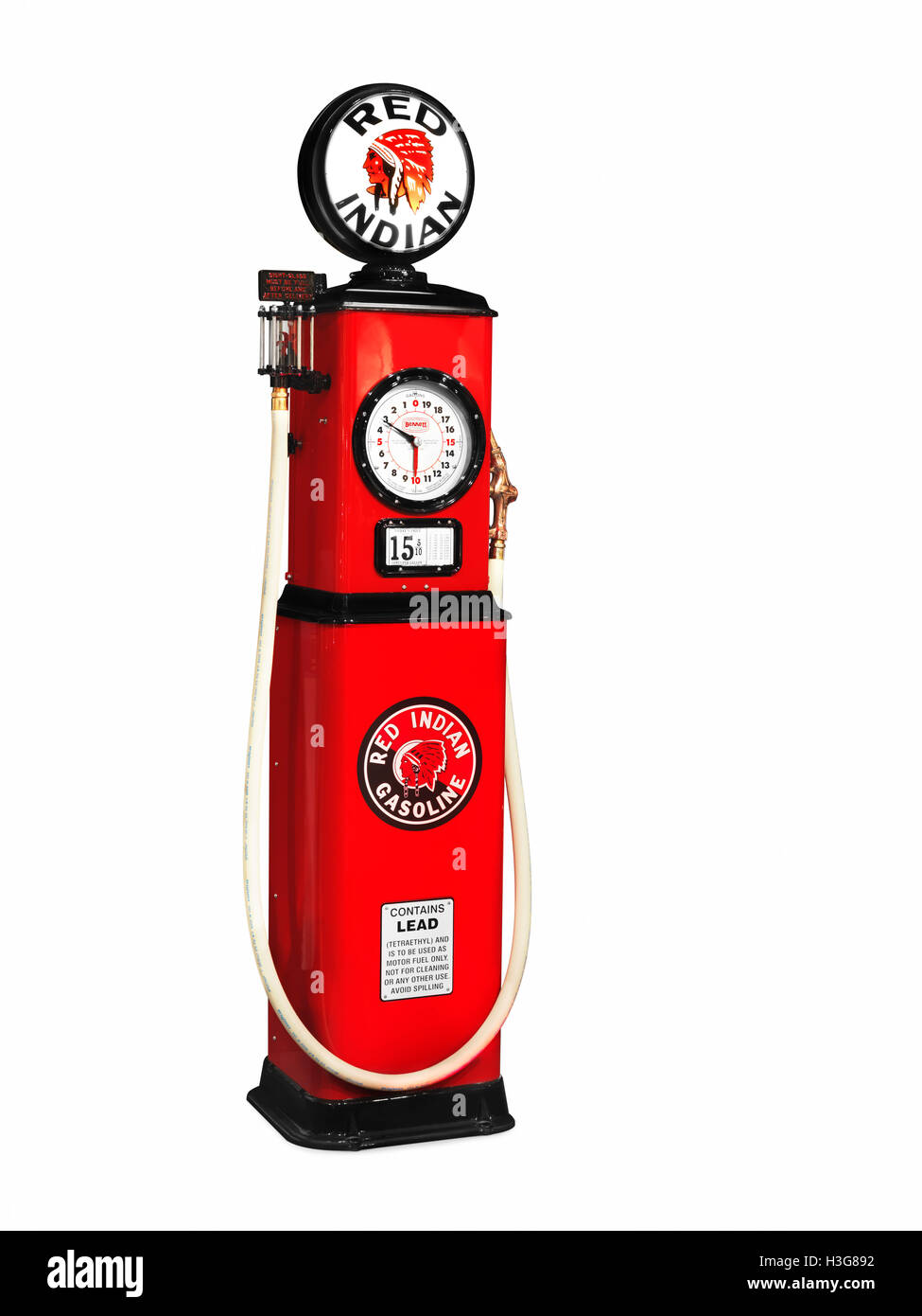 Red Indian Gasoline Canadian retro gas station pump isolated on white ...