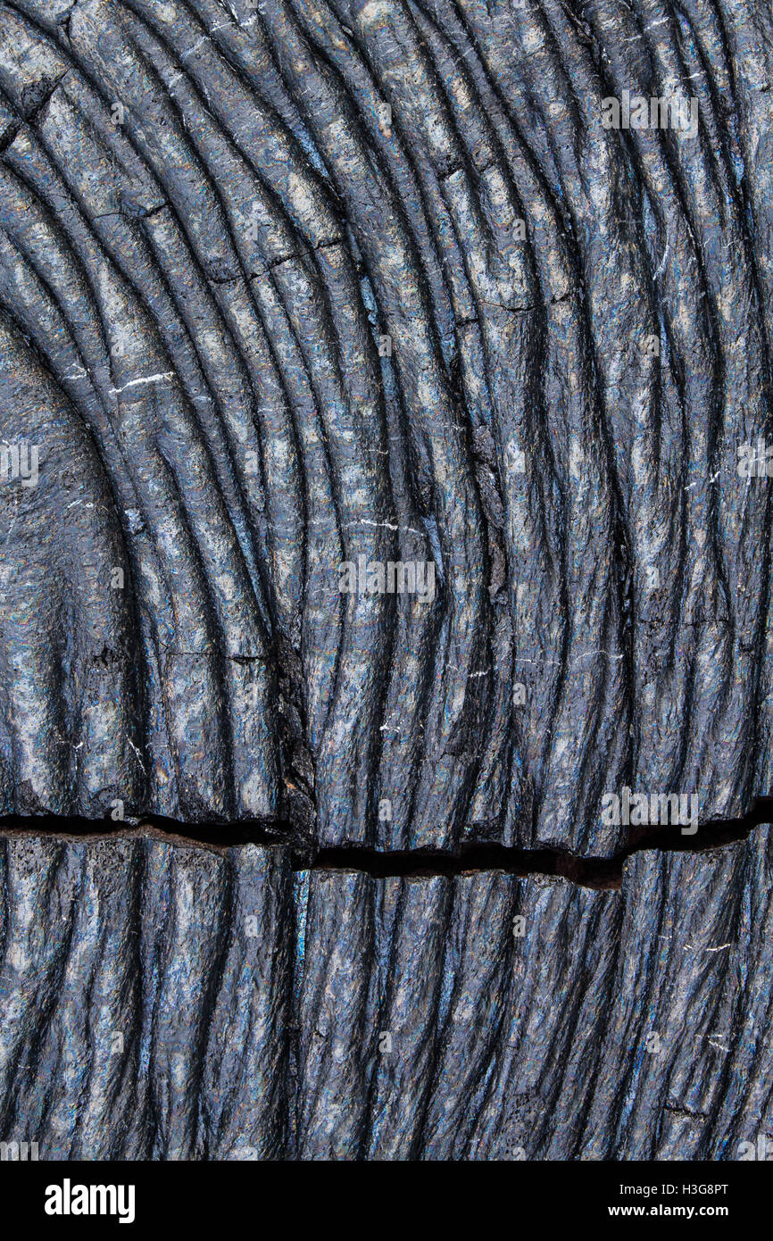 Ropey Pahoehoe lava cools into brittle ripples, often with deep cracks ...