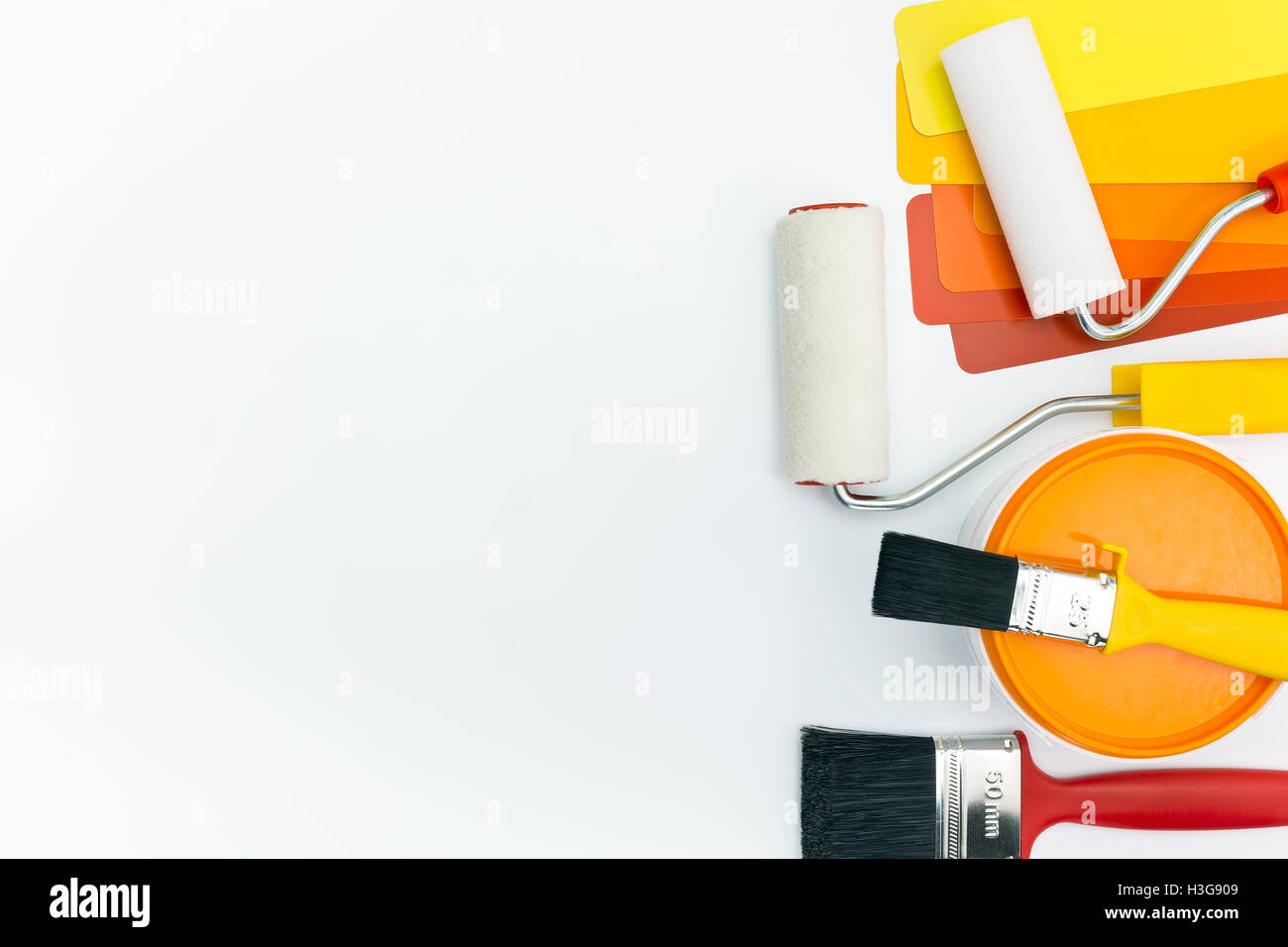 various painting tools ready to be used on white background Stock Photo ...