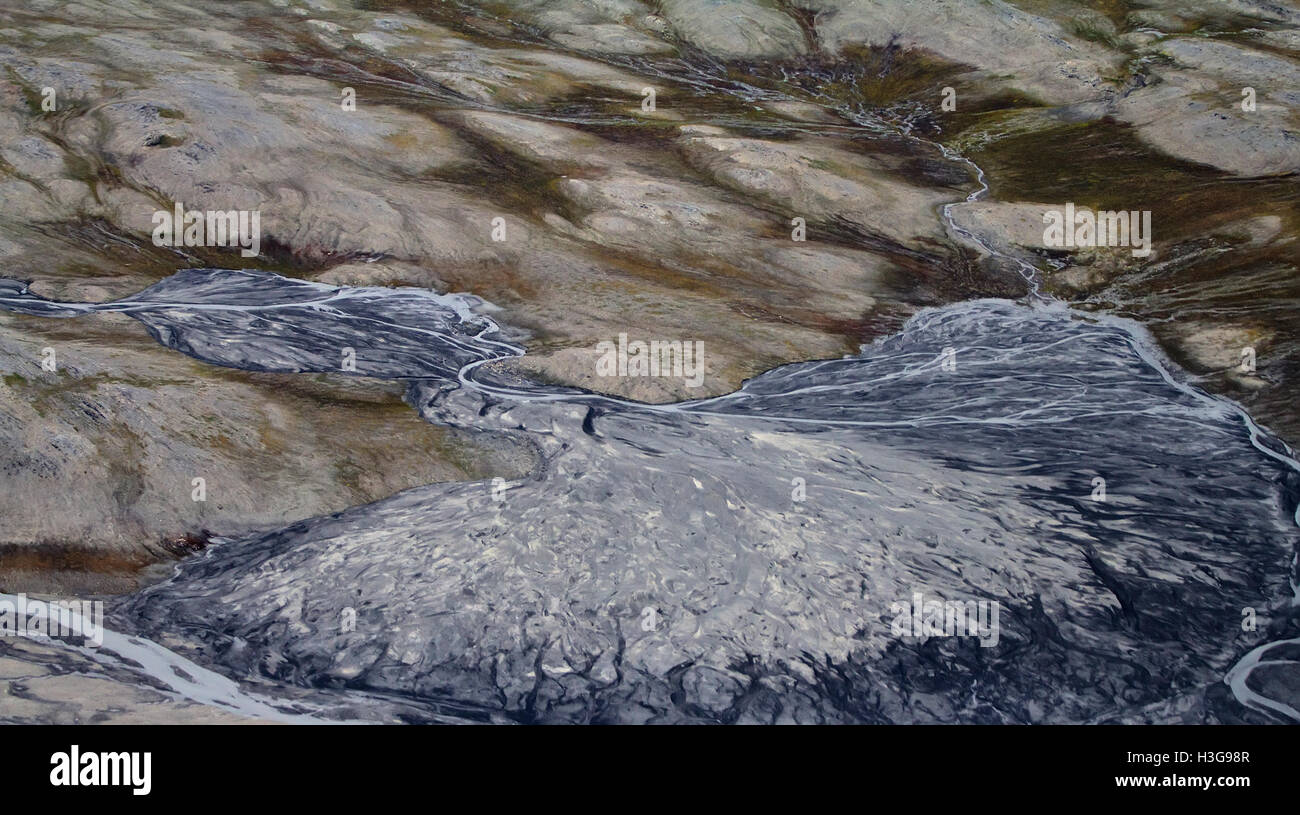 Glacial spillway and its overland delta. North island, Novaya Zemlya ...