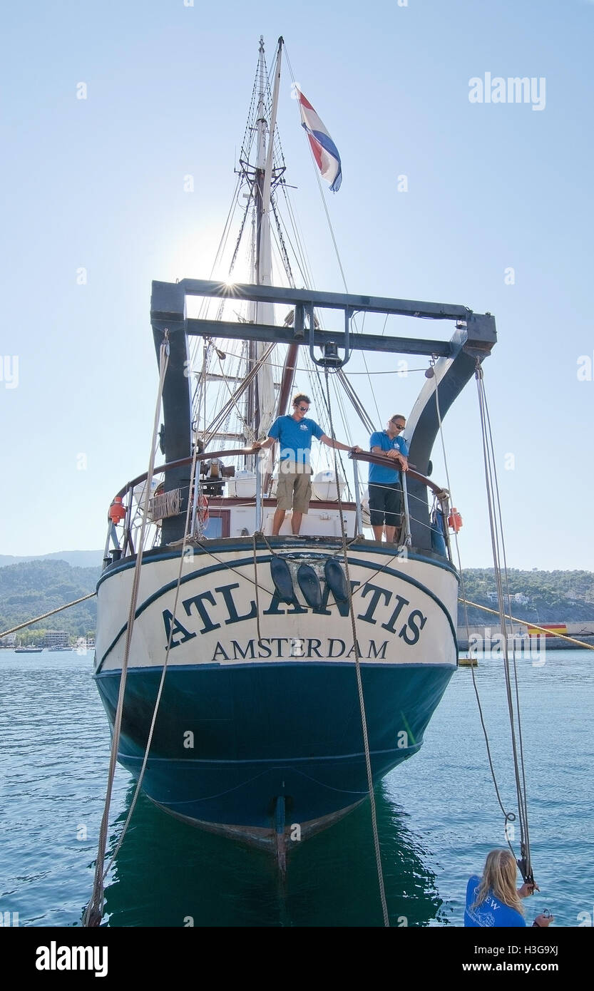 Three masted brig Atlantis of Amsterdam gets ready for departure with ...
