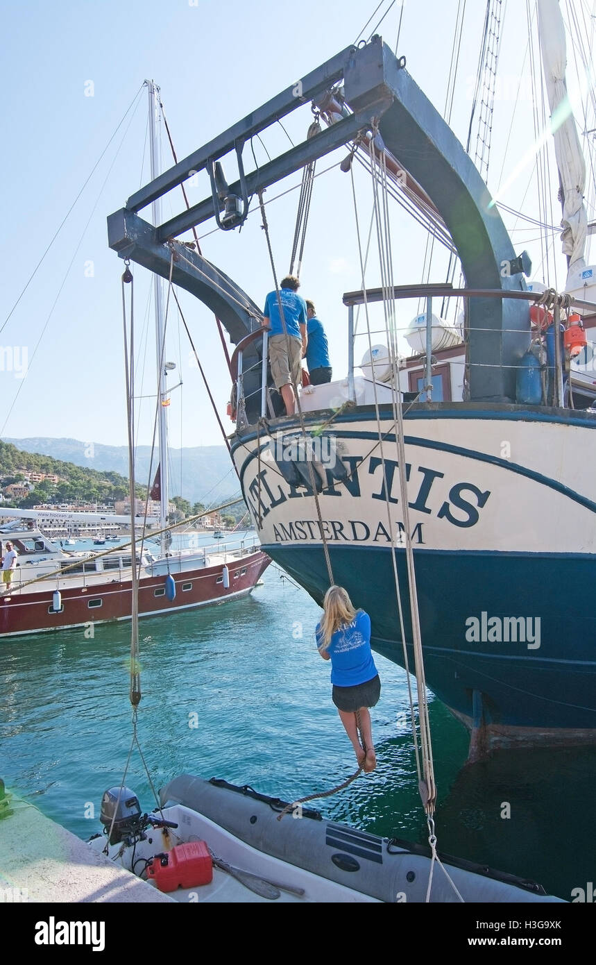 Three masted brig Atlantis of Amsterdam gets ready for departure with ...