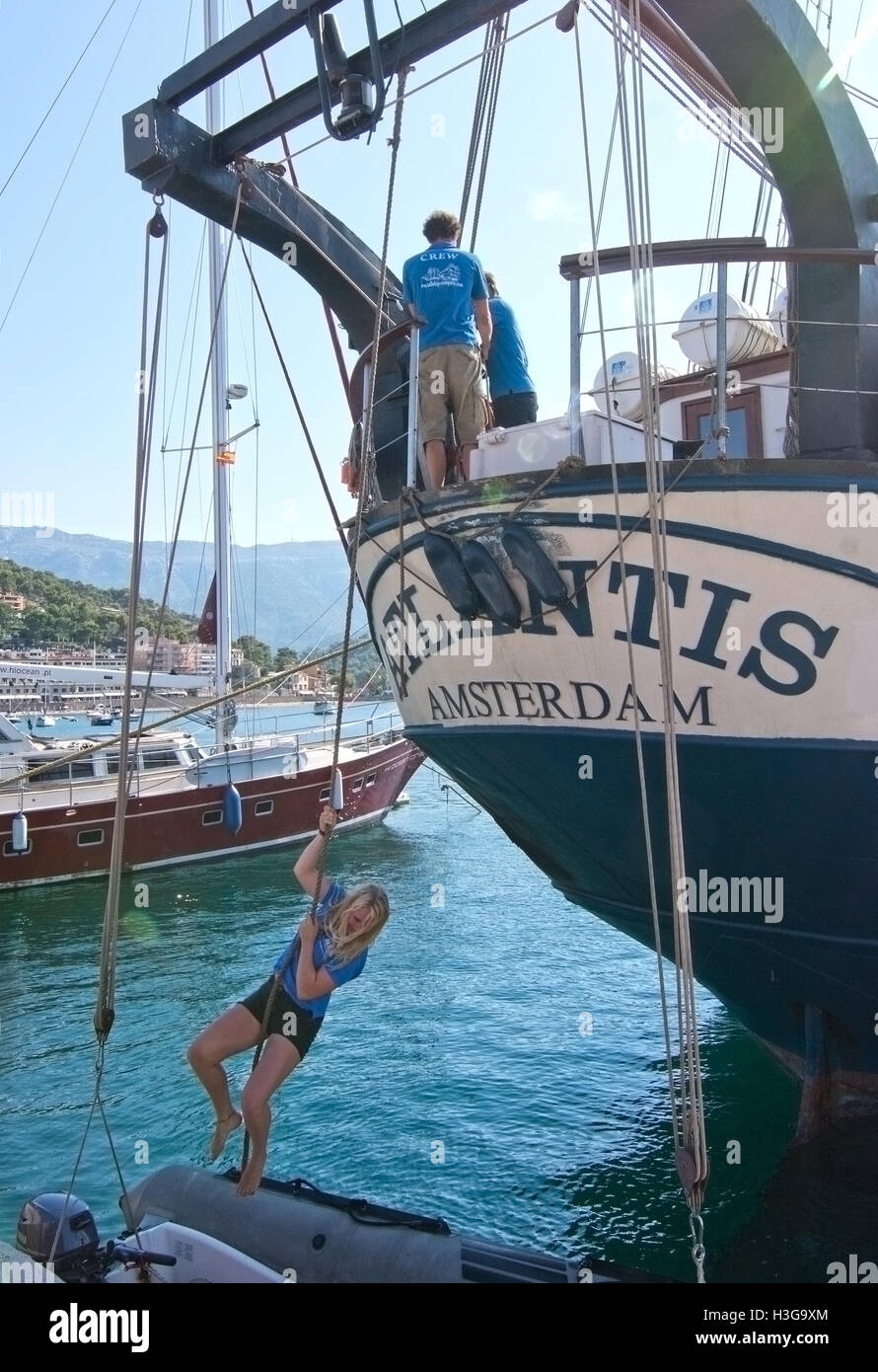 Three masted brig Atlantis of Amsterdam gets ready for departure with ...