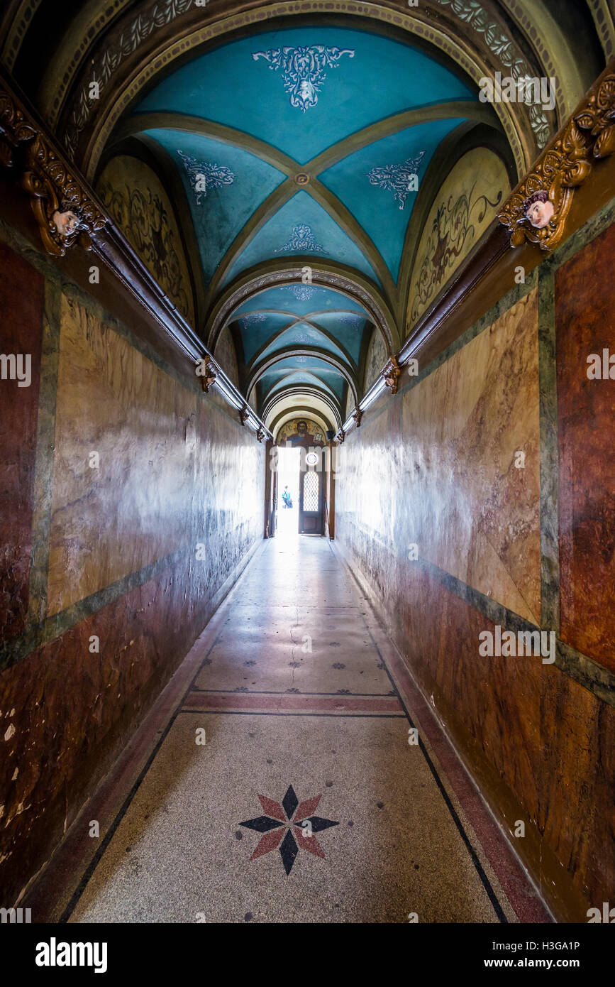 Entry corridor to Orthodox church of the Dormition of the Theotokos ...