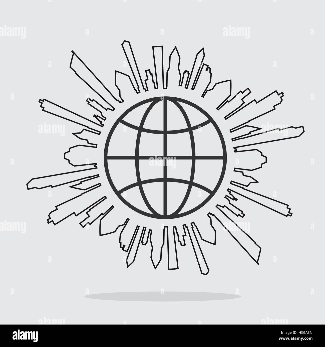 vector global panorama design as urban line shape Stock Vector Image ...