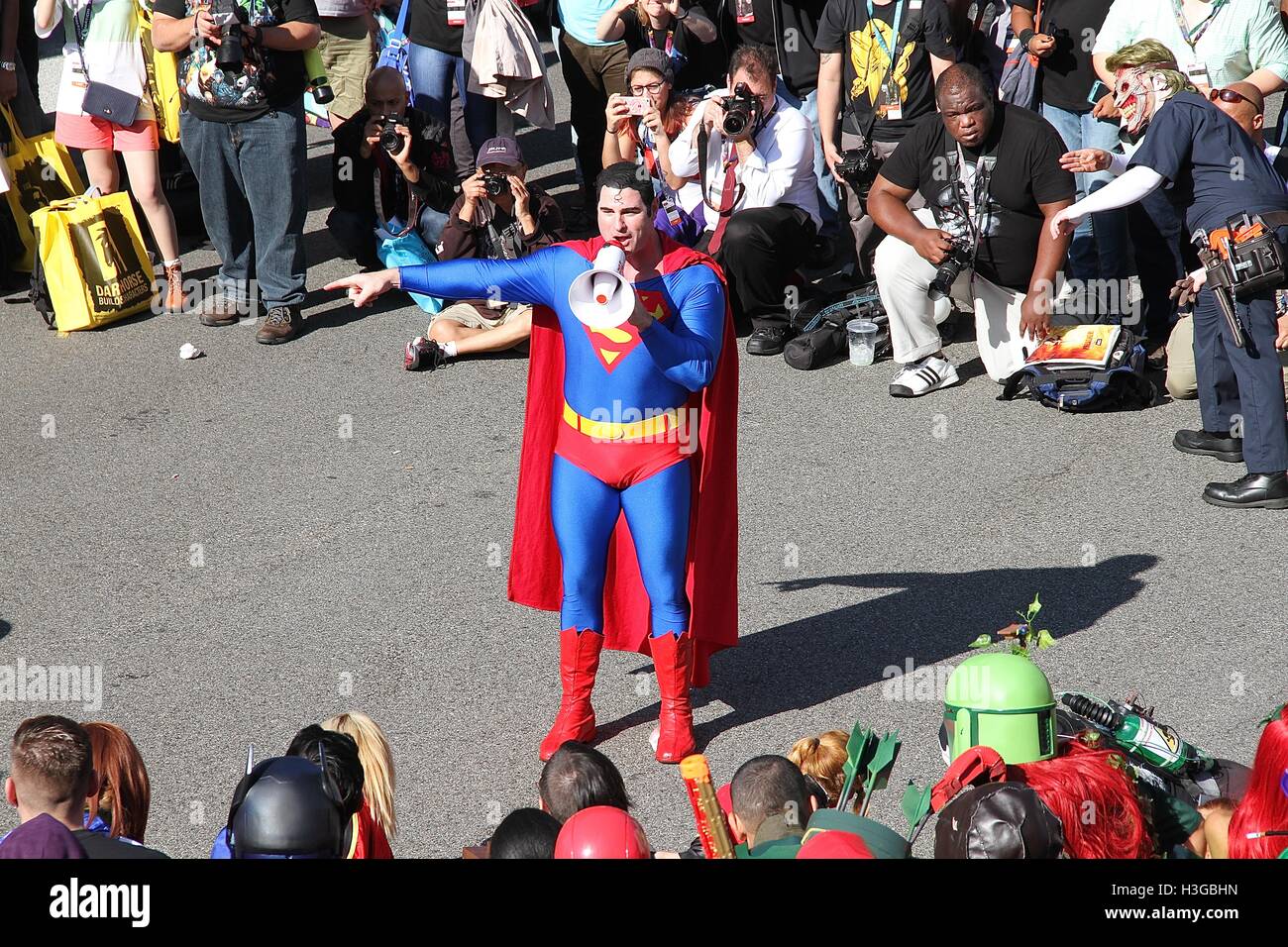 NEW YORK, NY - OCTOBER 7: A unidentified man dressed in a Superman ...