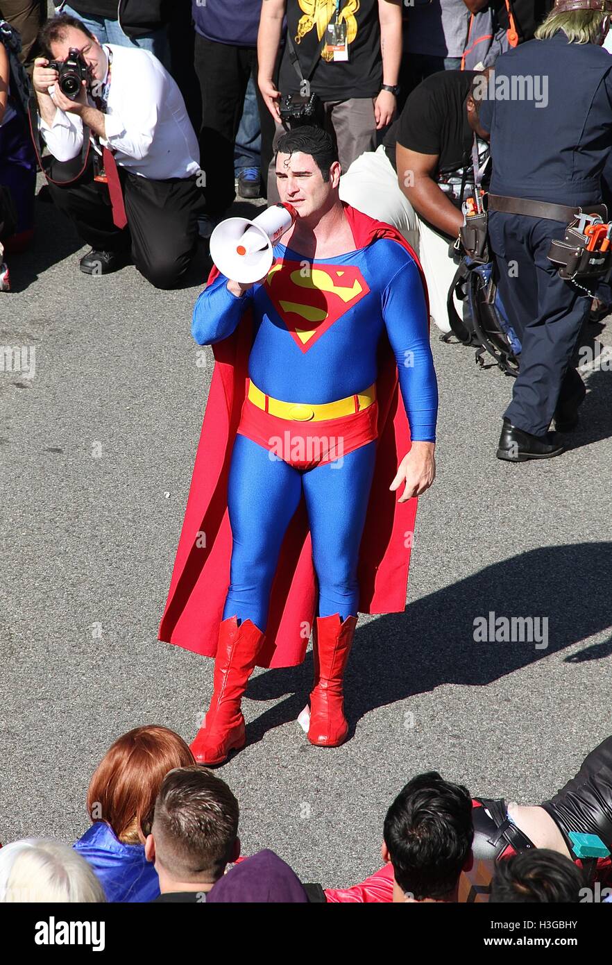 NEW YORK, NY - OCTOBER 7: A unidentified man dressed in a Superman ...
