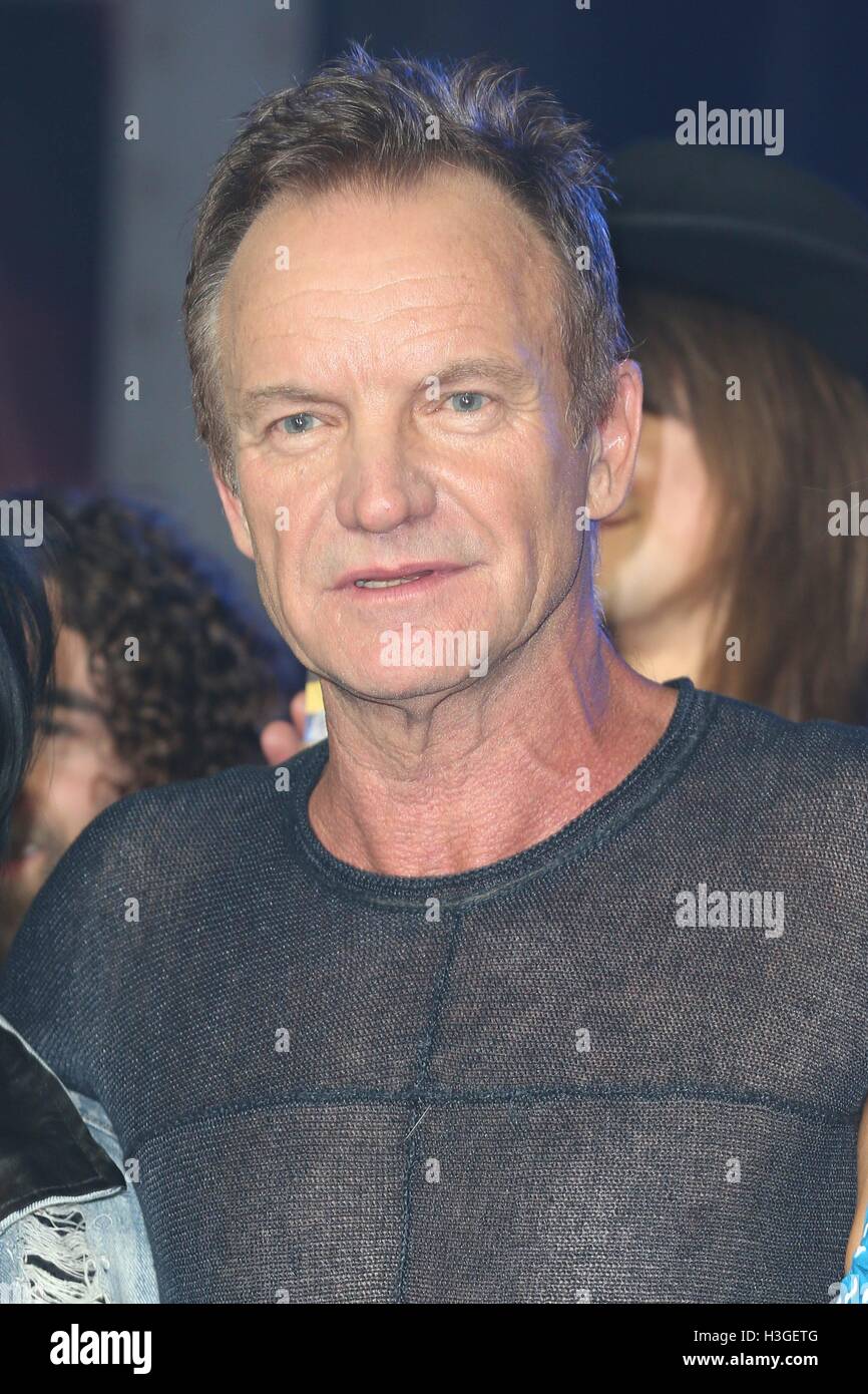 Hamburg, Deutschland. 07th Oct, 2016. Singer STING attends to the ...