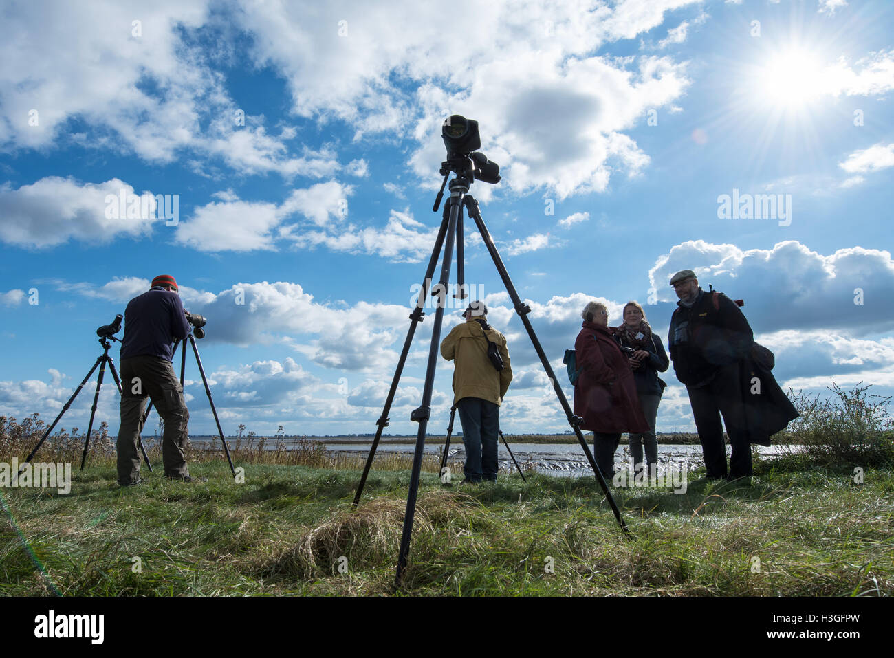 Varel, Germany. 08th Oct, 2016. Bird watchers with their spotting ...