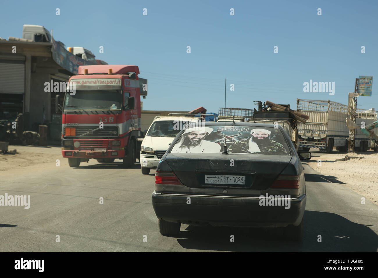 October 1, 2016 - A civilian car in the Idlib countryside with the ...