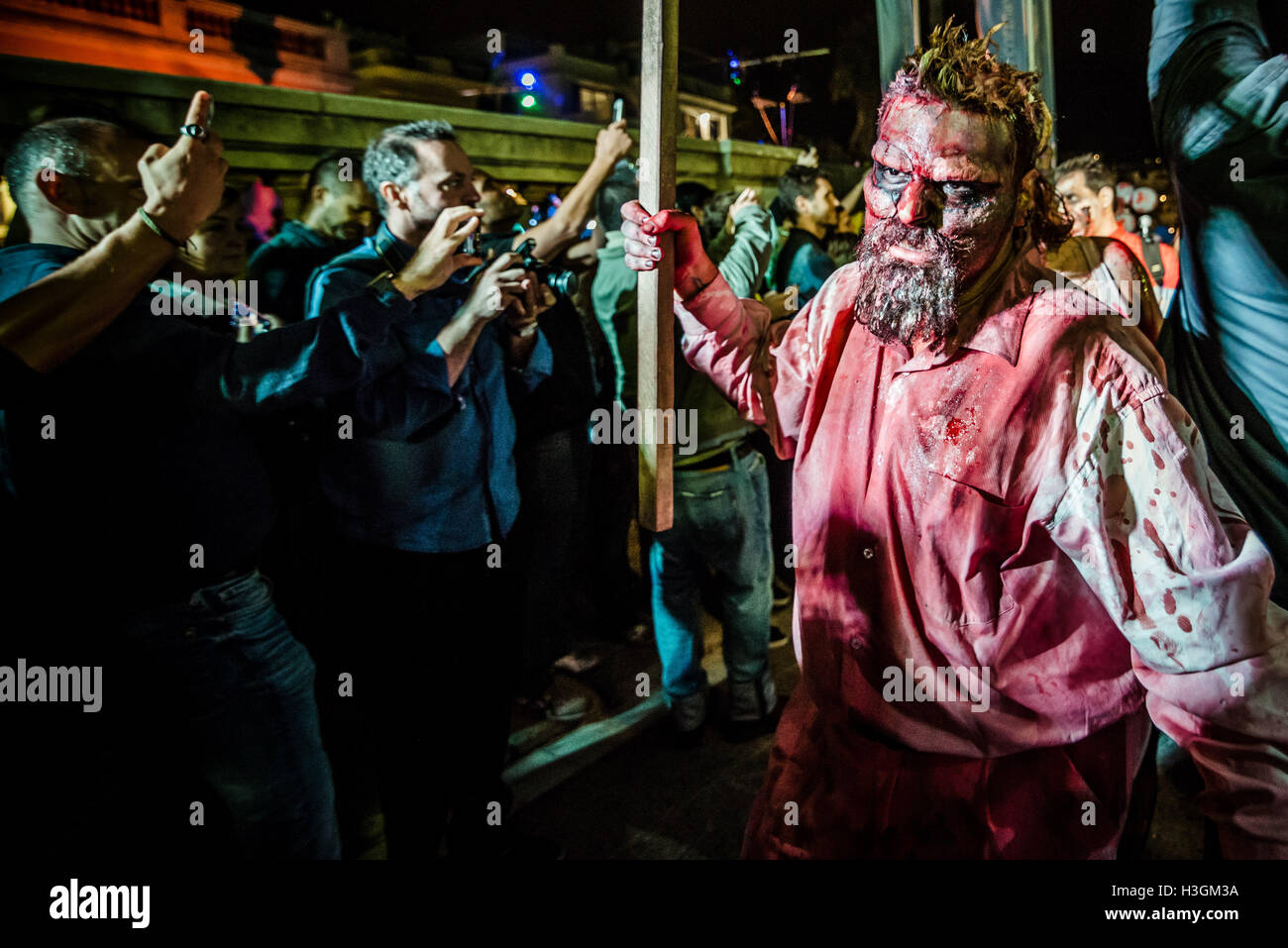 Sitges, Spain. October 9th, 2016. Hundreds of zombies stalk the streets ...
