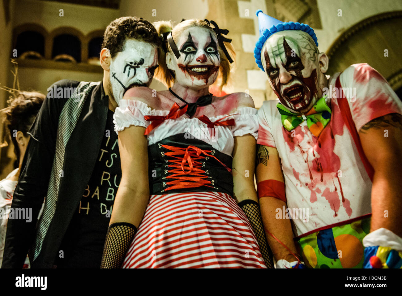 Sitges, Spain. October 9th, 2016. Ceepy clowns participate in the ...