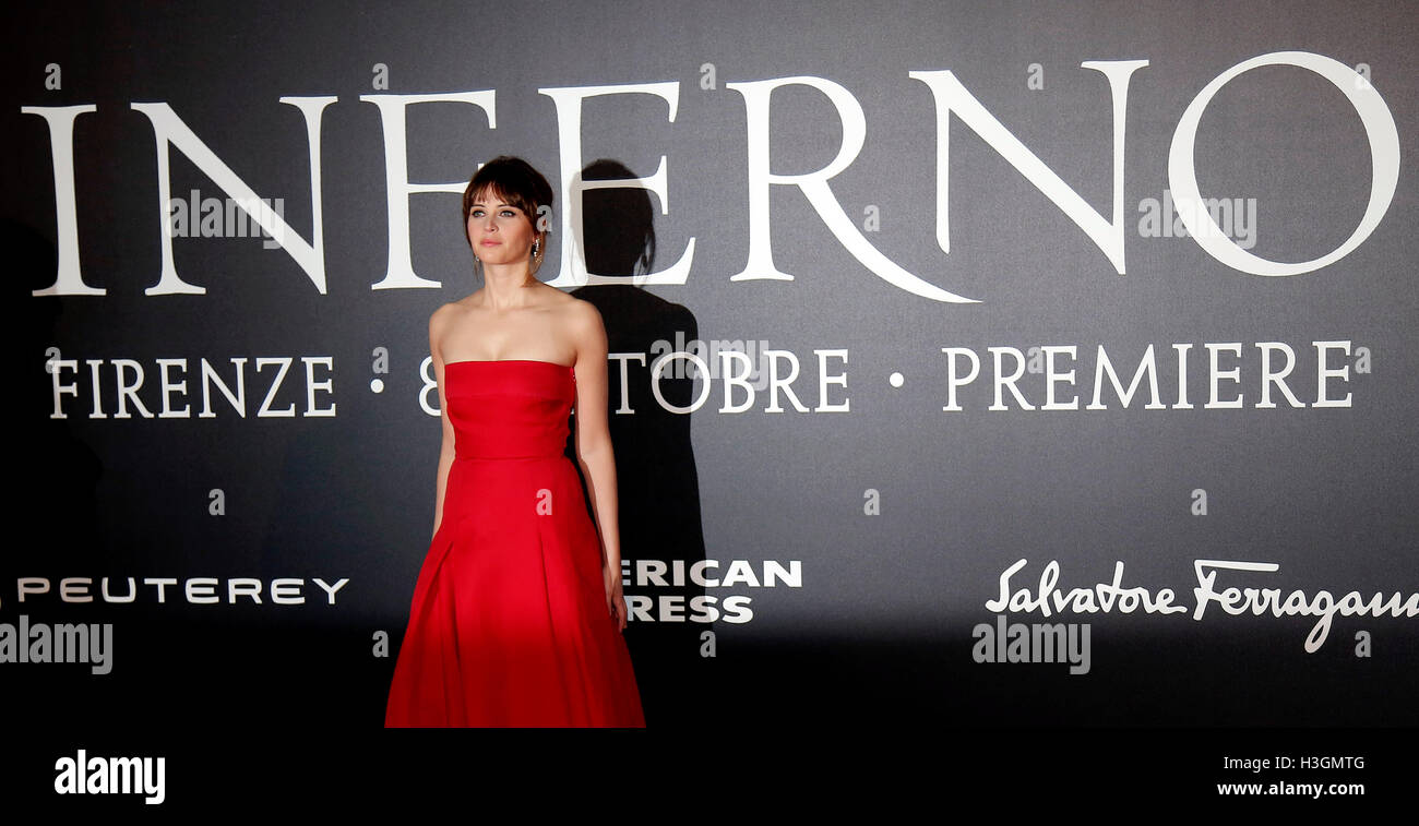 Florence, Italy. 8th October, 2016. Felicity Jones Florence 8th October ...