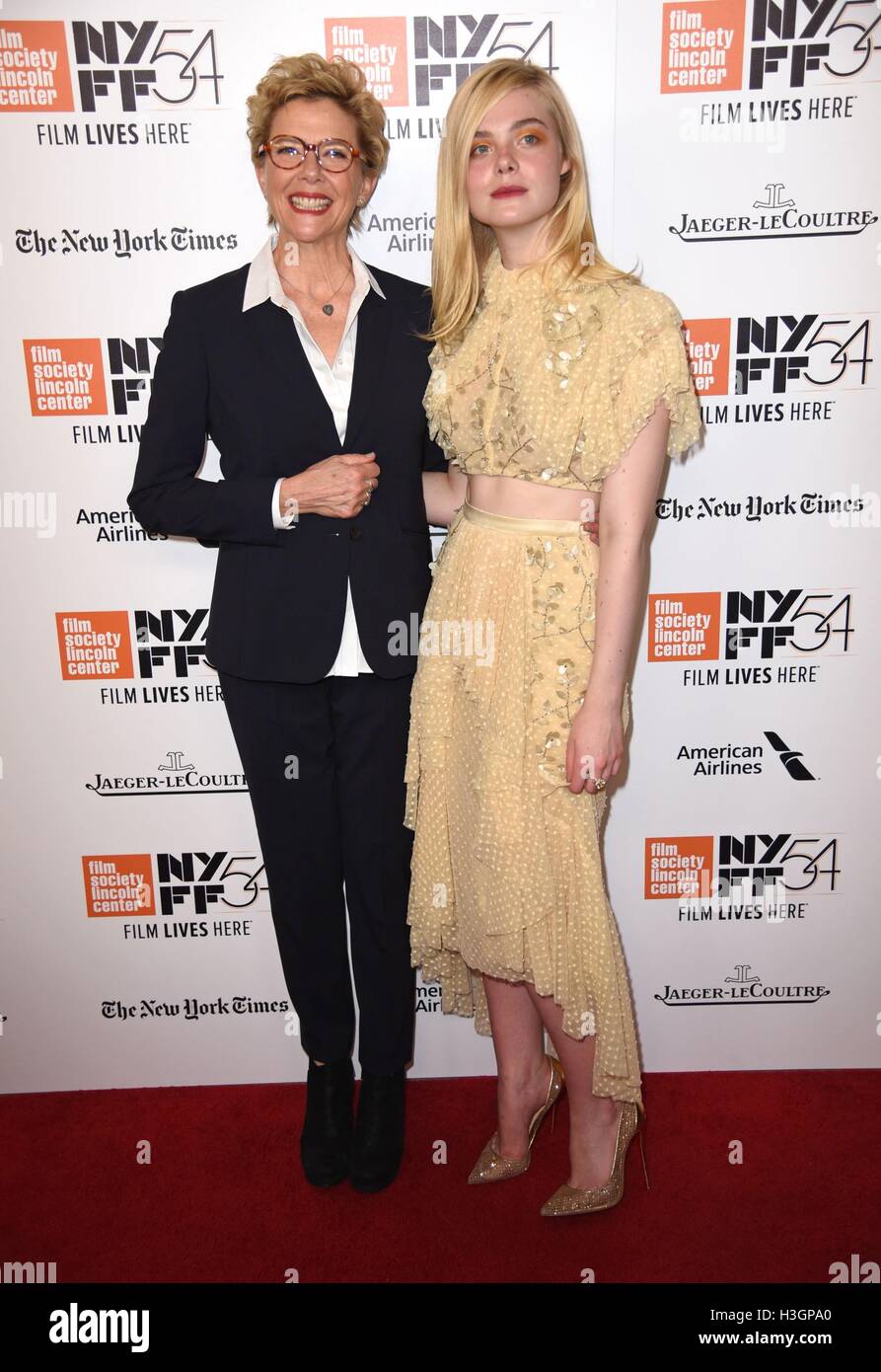 New York, NY, USA. 8th Oct, 2016. Annette Bening, Elle Fanning at ...