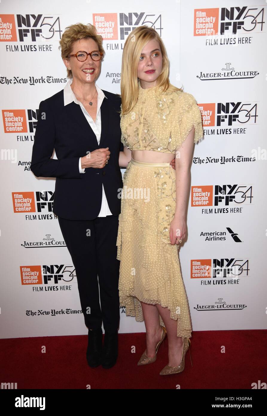 New York, NY, USA. 8th Oct, 2016. Annette Bening, Elle Fanning at ...