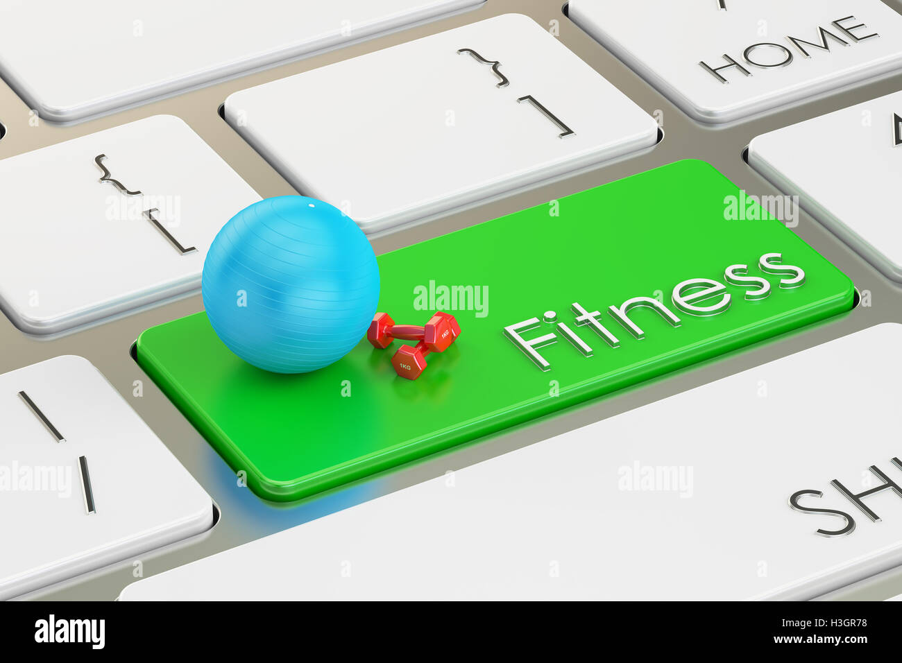 fitness button, key on keyboard. 3D rendering Stock Photo - Alamy
