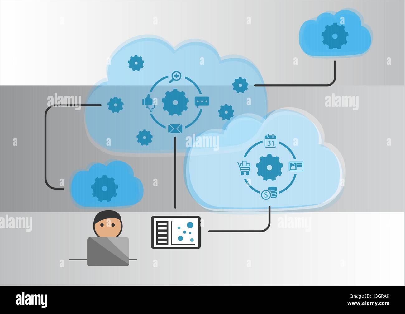 Cloud automation and internet of things concept as vector illustration ...