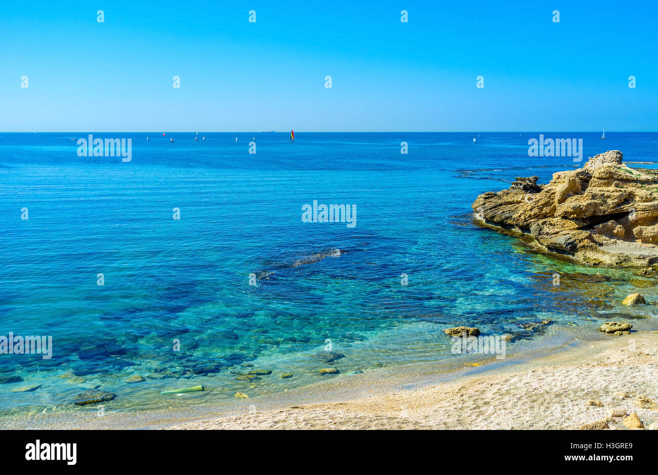 The beautiful beach in Caesarea National Park is the fine place to ...
