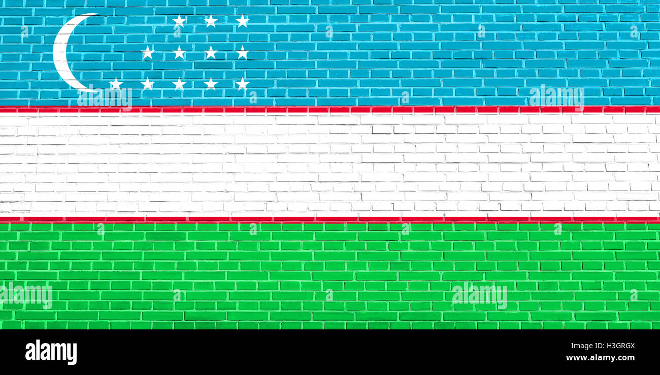 Uzbek national official flag. Patriotic symbol, banner, element ...