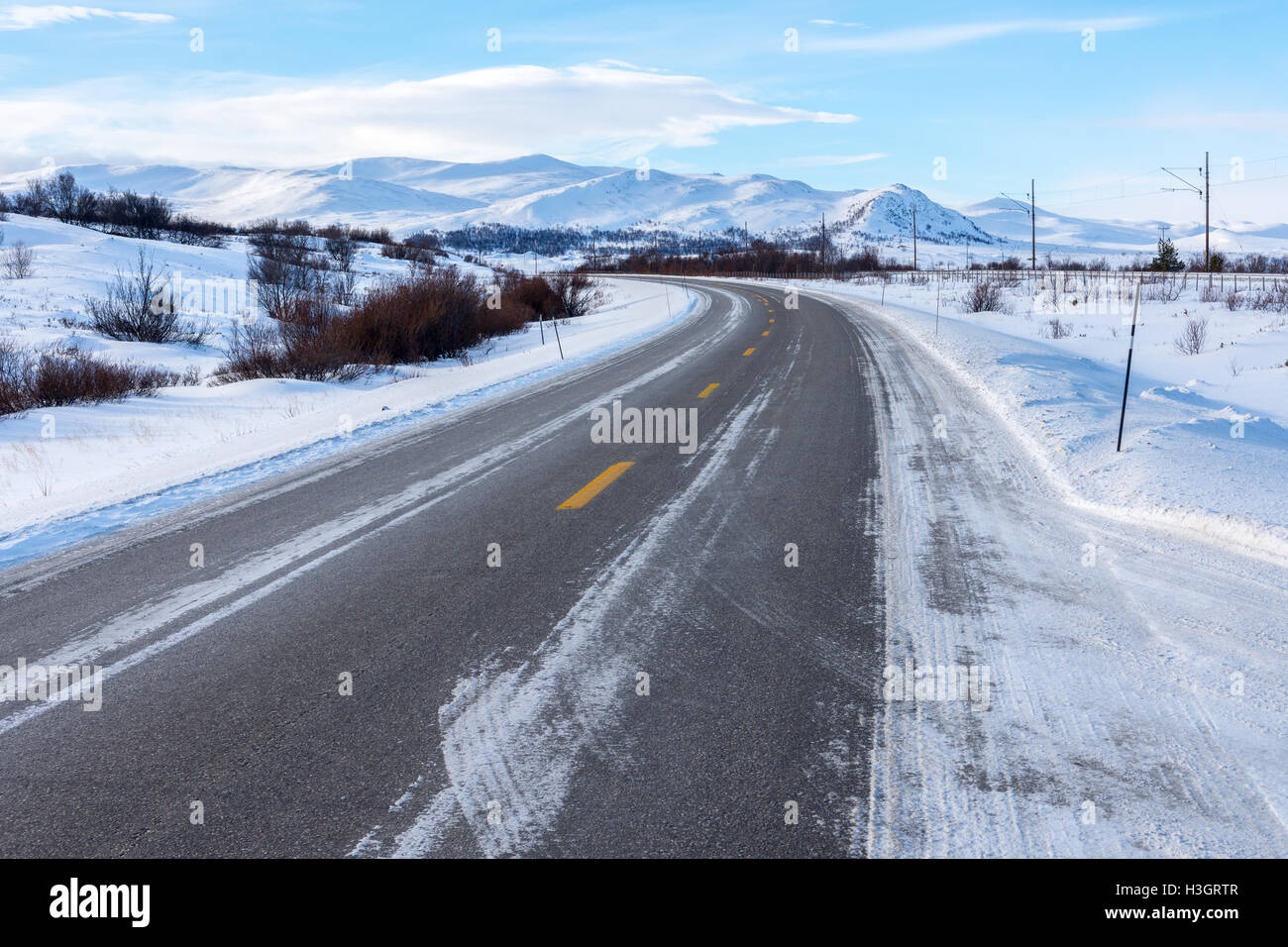 Frozen Road, Norway Stock Photo - Alamy