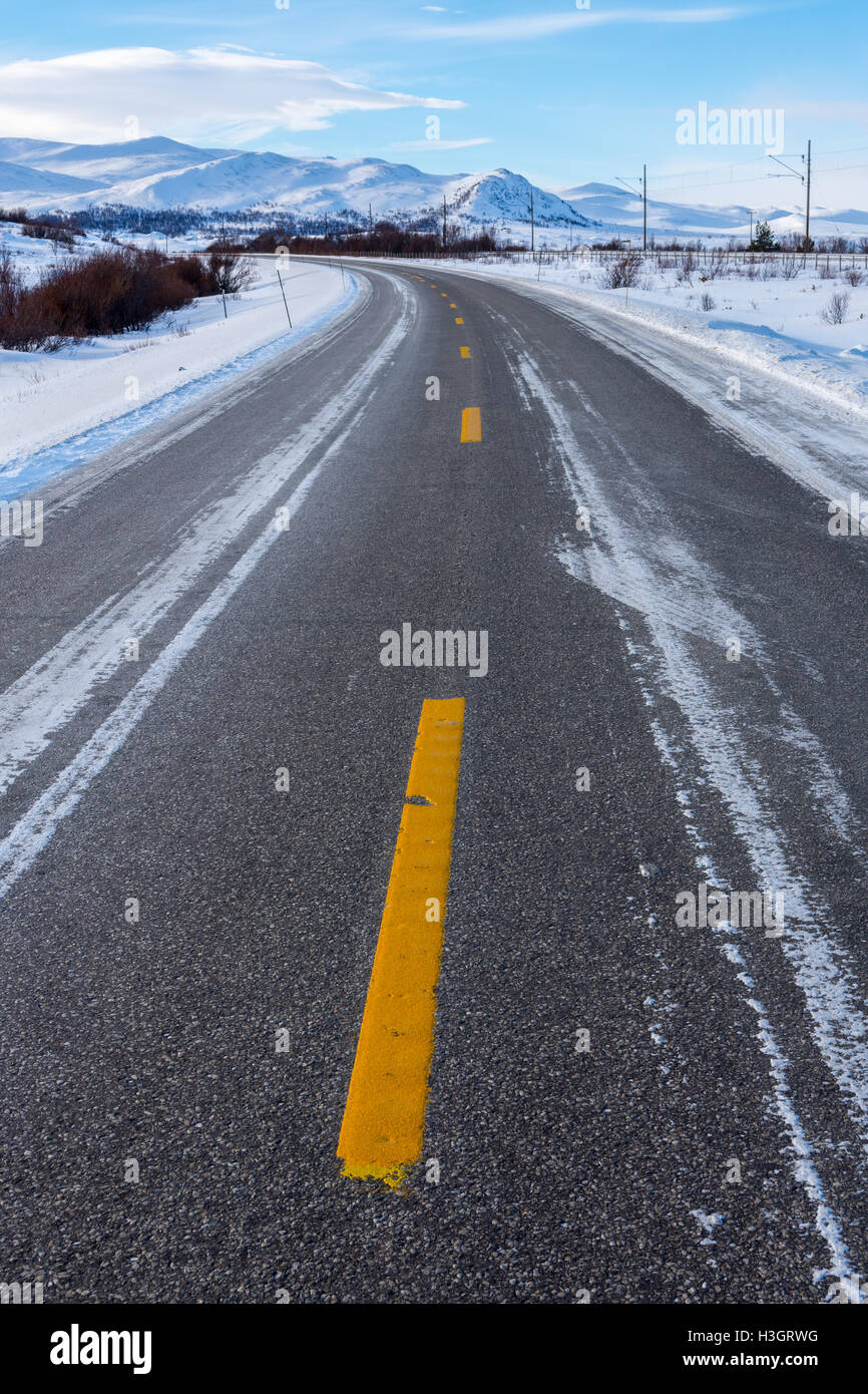 Frozen Road, Norway Stock Photo - Alamy