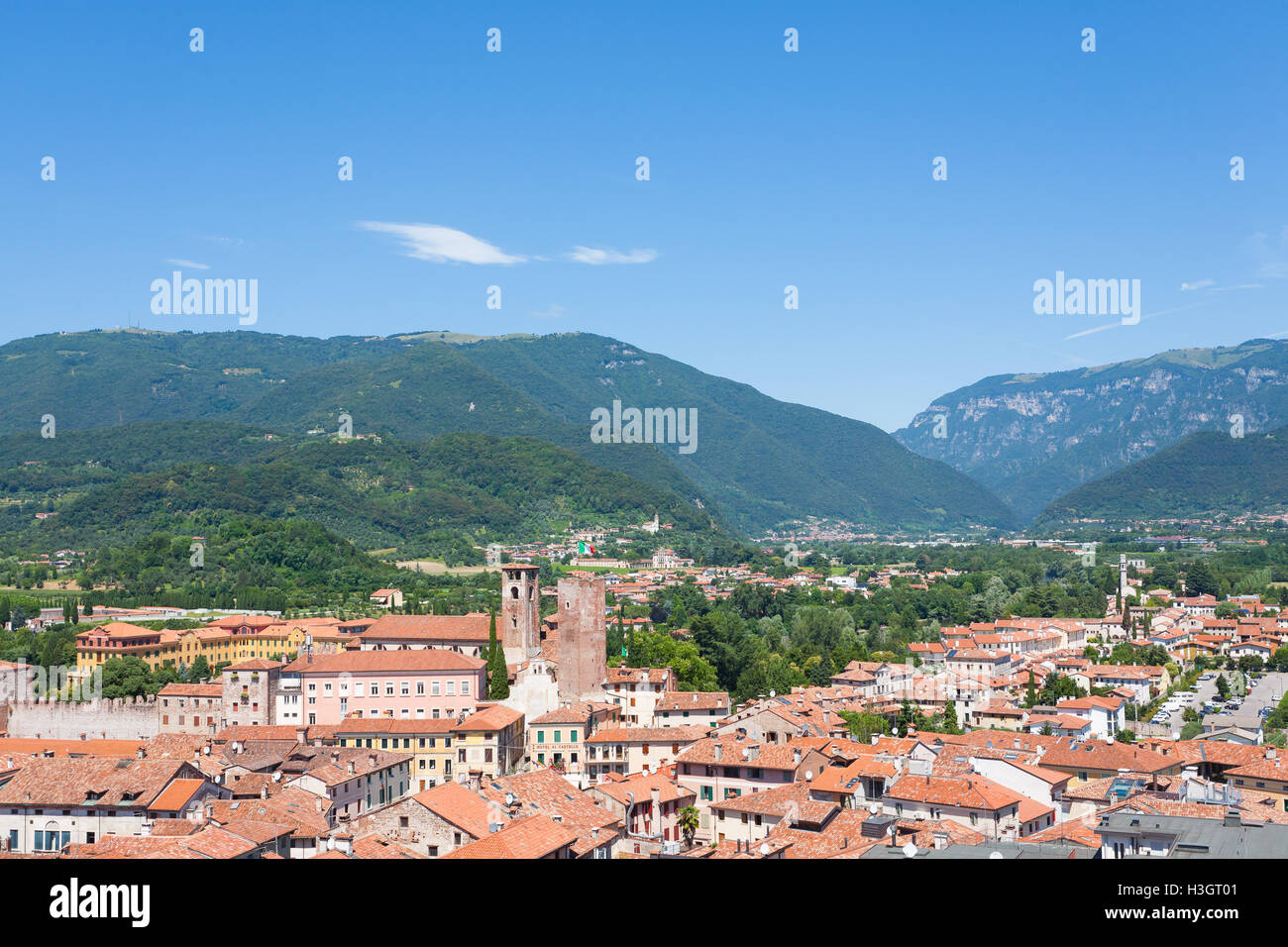 Cityscape from "Bassano del Grappa", Top view. Medieval town panorama ...
