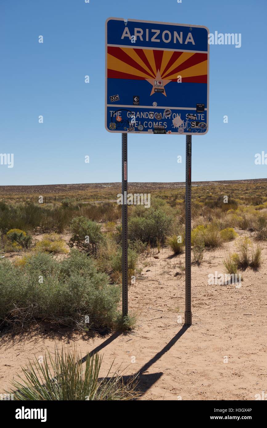 Arizona State sign, Grand Canyon Stock Photo - Alamy