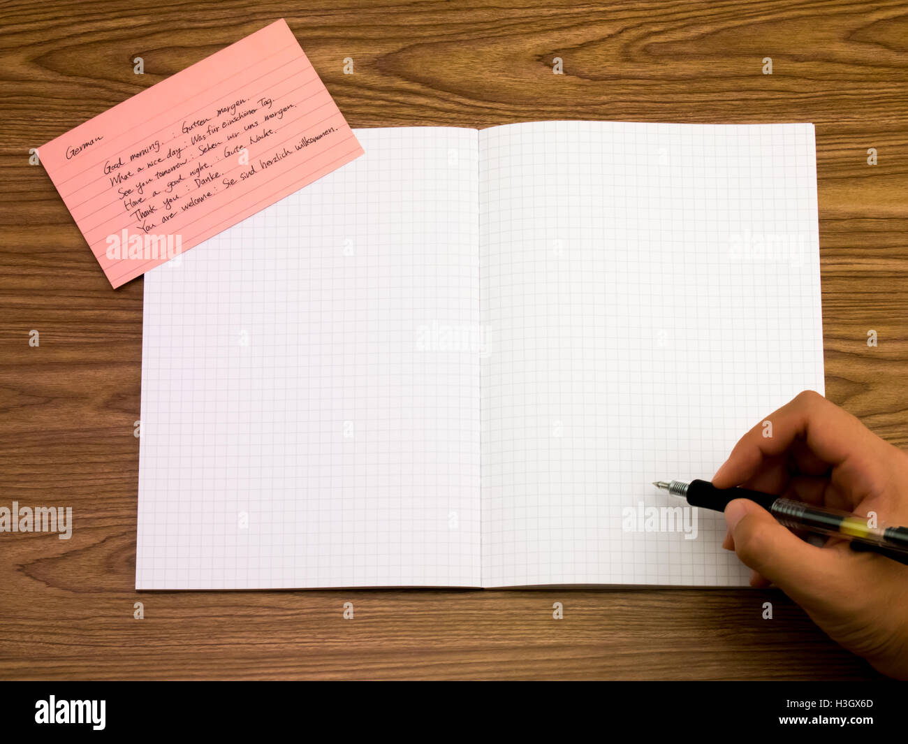 German; Learning New Language Writing Words on the Notebook Stock Photo ...