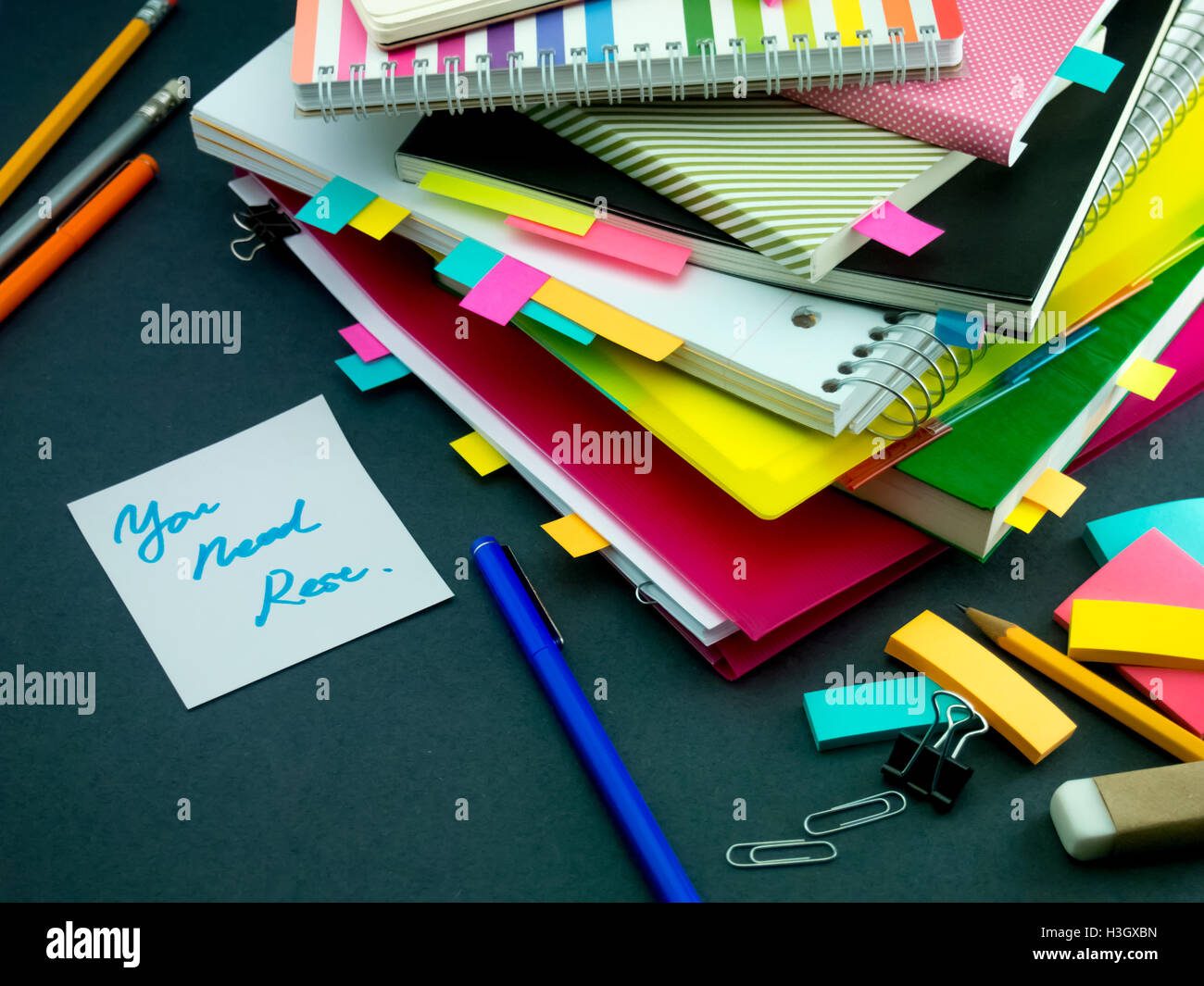 Somebody Left the Message on Your Working Desk; You Need Rest Stock ...