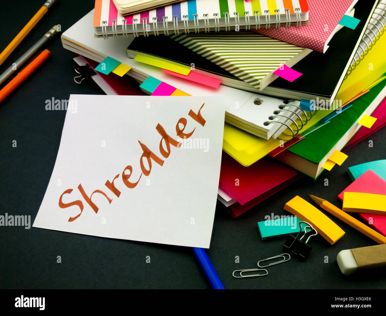 Somebody Left the Message on Your Working Desk; Shredder Stock Photo ...